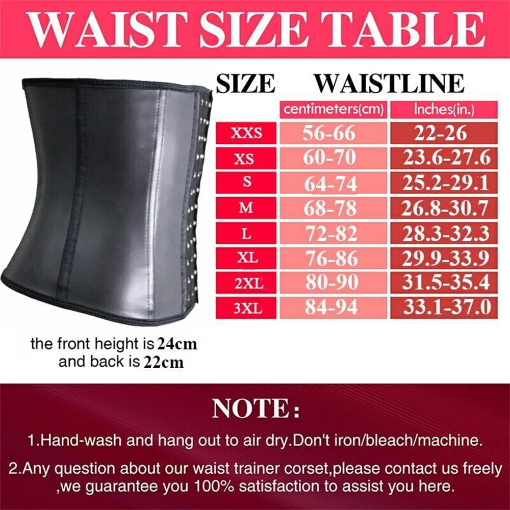 Waist Training Corset Size Chart