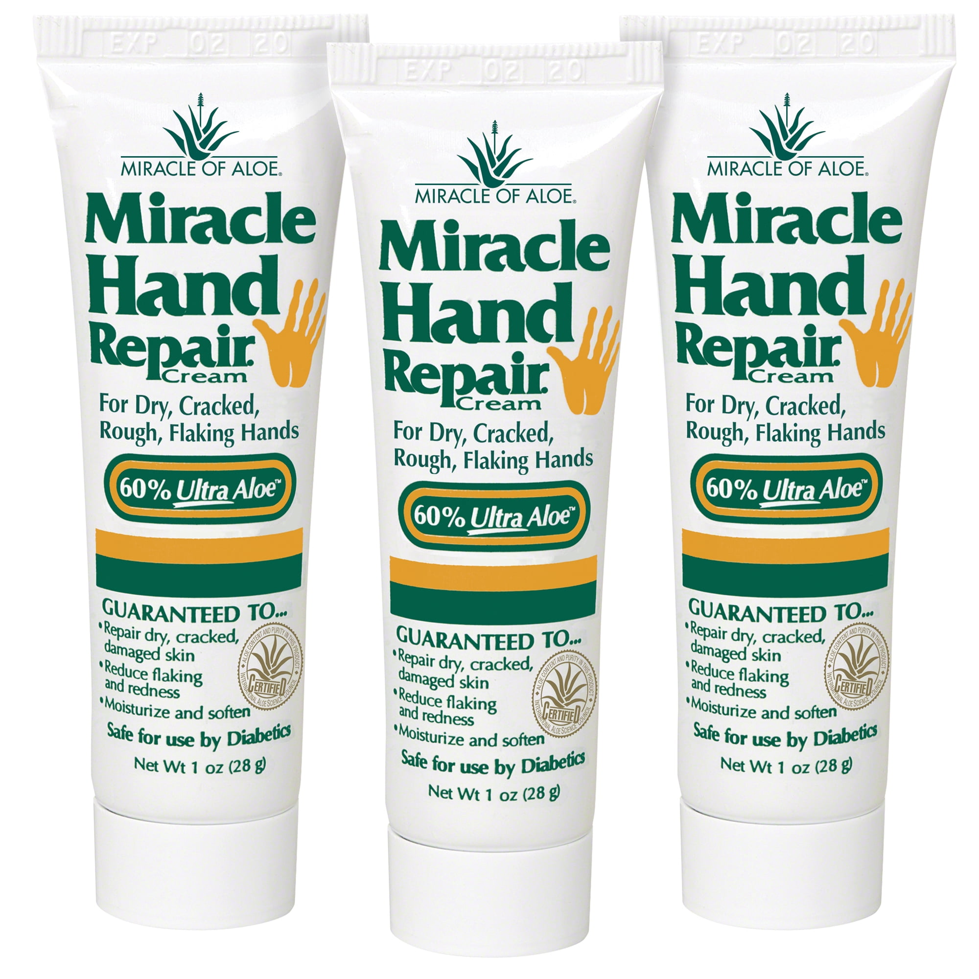 Miracle of Aloe Hand Repair Cream with 60% Ultra-Aloe (1 Oz 3-Pack ...