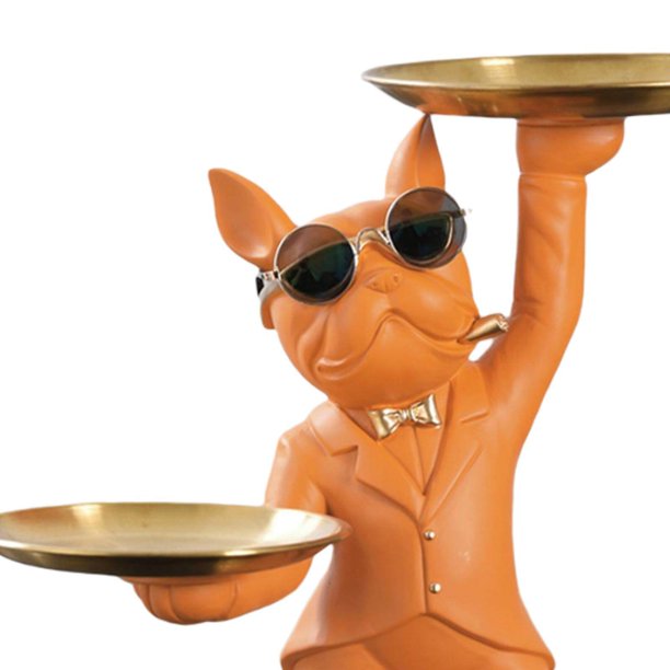 French Bulldog Butler Sculpture Resin Dog Butler with decorations ...
