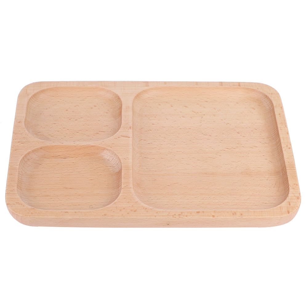 Sectional with 3 Compartments Wood Serving Platter Tray Fruit Food ...