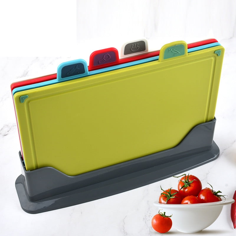 4 pieces Color-Coded Thick Plastic Cutting Board Mats, Set of 4, Color ...