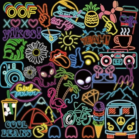 Vsco Vinyl Stickers, Neon Theme Waterproof Stickers Graffiti Stickers ...