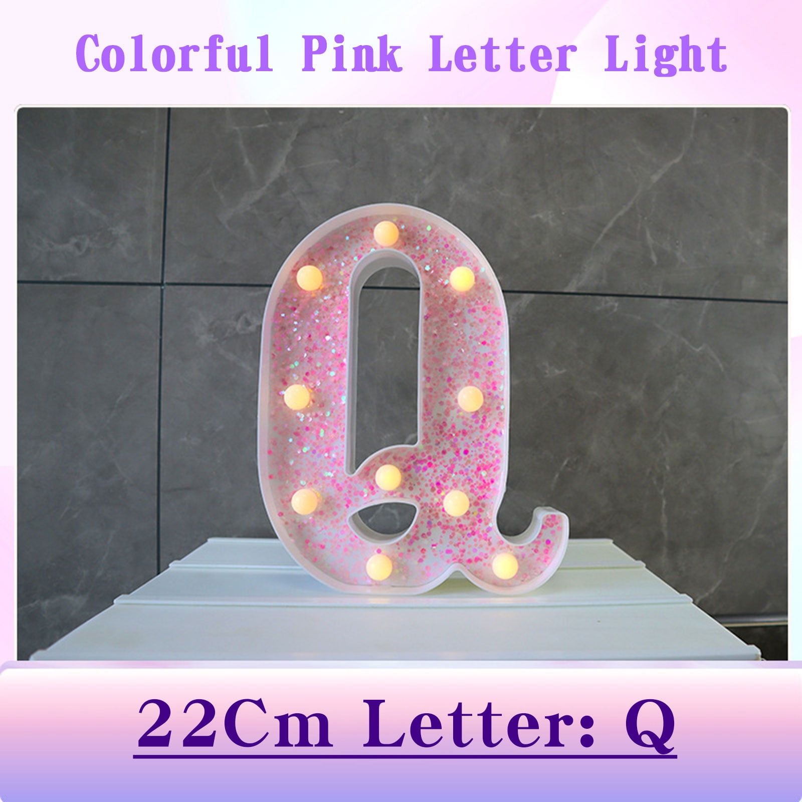 SDJMa LED Letter Lights, Light Up Pink Letters Glitter Alphabet Letter ...