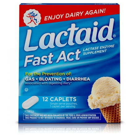 Lactaid Fast Act Lactose Intolerance Relief, Lactase Pills, 12 single ...