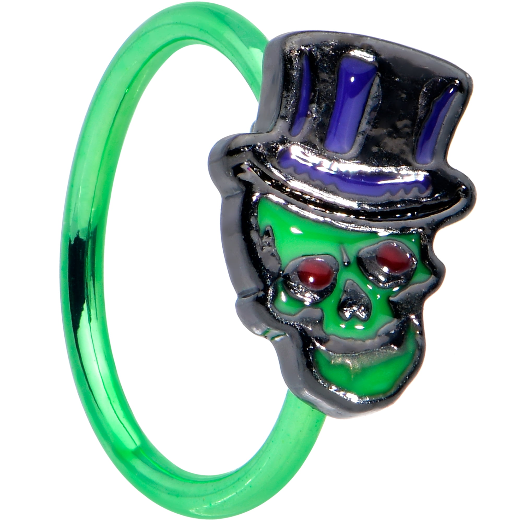 Body Candy Womens 20g Pvd Steel Nose Ring Green Accent Drop Nose Hoop