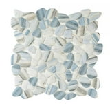 The Tile Life Huron Rock 12" x 12" Azul Glass Pebble Floor and Wall ...