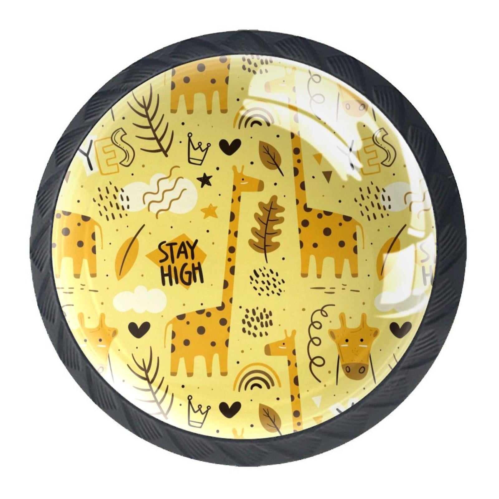 4 Pcs Doodle Giraffe YES Heart Knobs for Kitchen Cabinet Cupboard ...