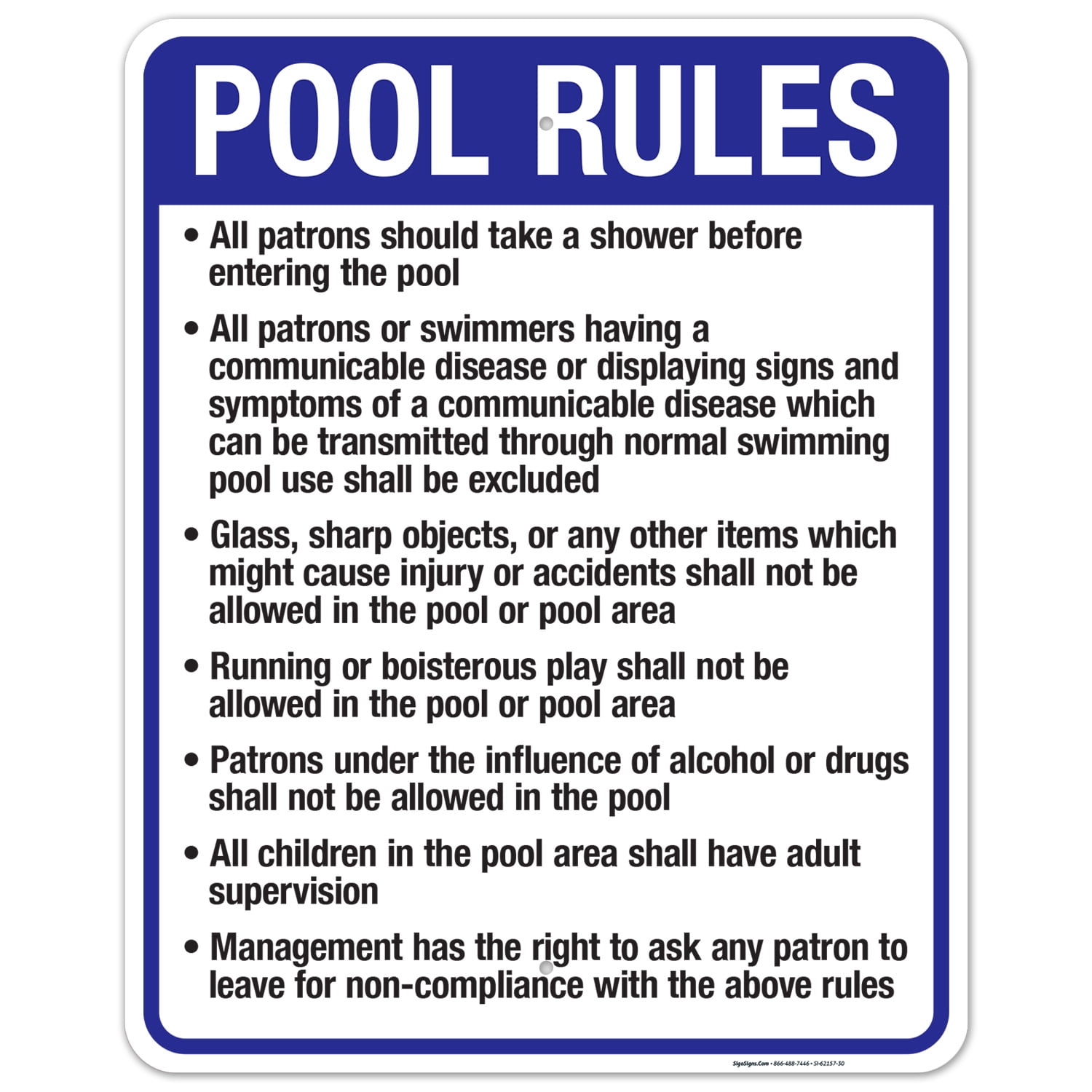Tennessee Pool Rules Sign, Complies With State Of Tennessee Pool Safety ...