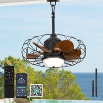Chords Attic 20" Outdoor WaterProof Ceiling Fan with LED Light, APP and ...