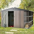 AECOJOY 8'x10' Steel Outdoor Shed with Rack, Shelves & Lockable Door ...