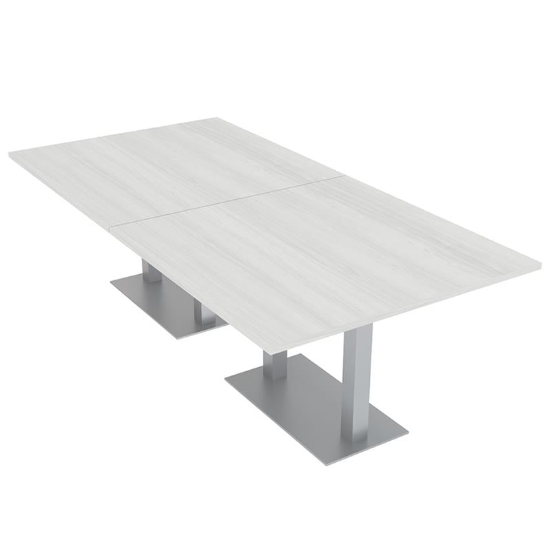 Large 8 Rectangular Conference Table 8 Person Square Metal Base White ...