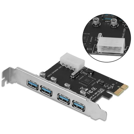 PCIE USB 3.0 Card, 4 Ports PCI Expree to USB Expansion Card Super Speed ...