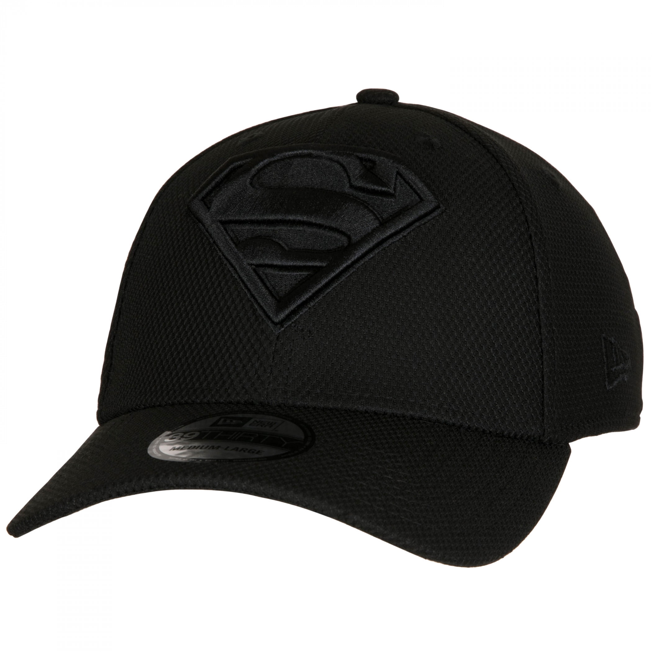 Superman Symbol Black on Black New Era 39Thirty Fitted Hat-Medium/Large ...