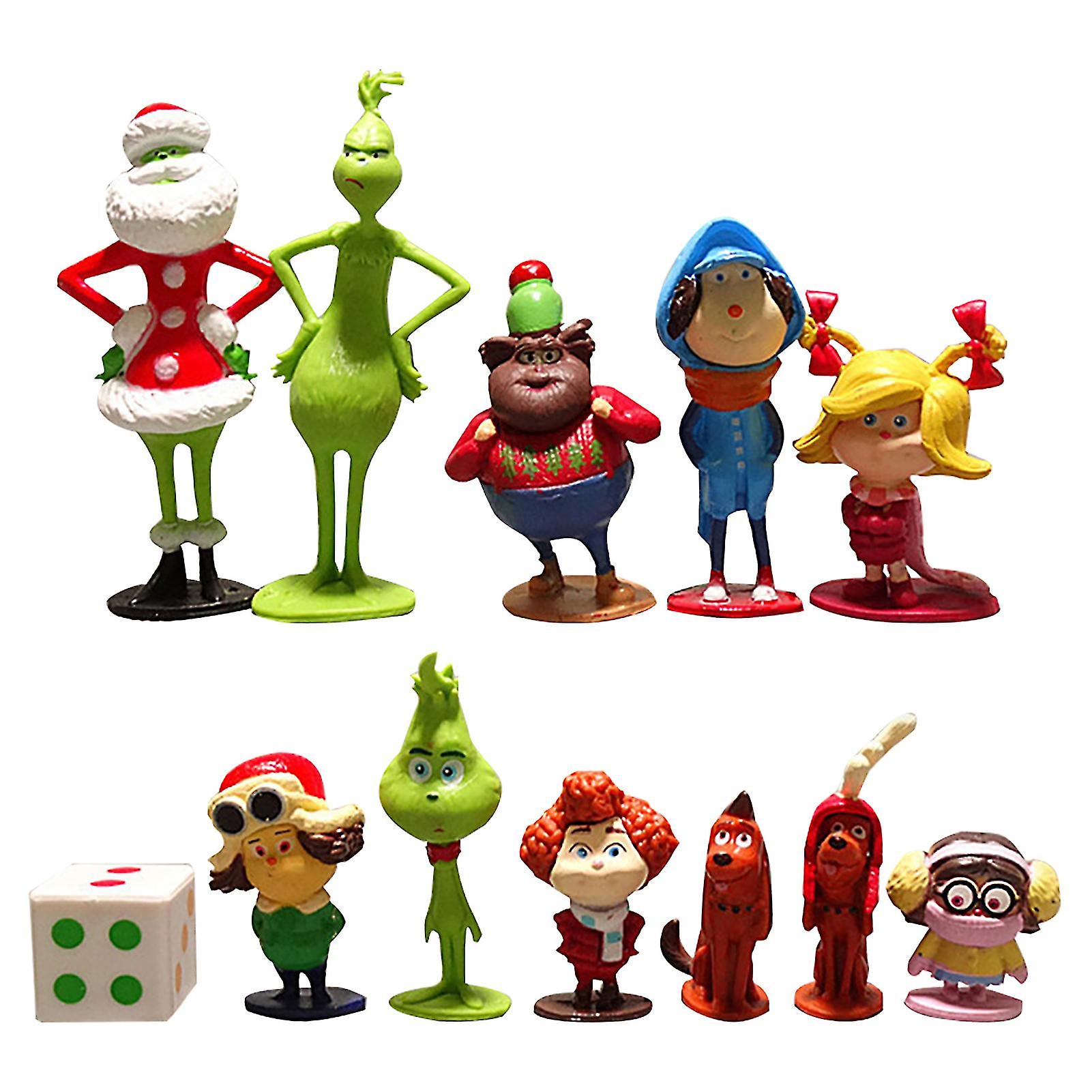 12pcs Movie Character Green Christmas Grinch Figures Set Xmas Decor ...