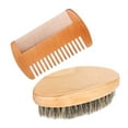 BIMZUC Men's Beard and Mustache Brush and Comb Set, Synthetic Hair Oval ...