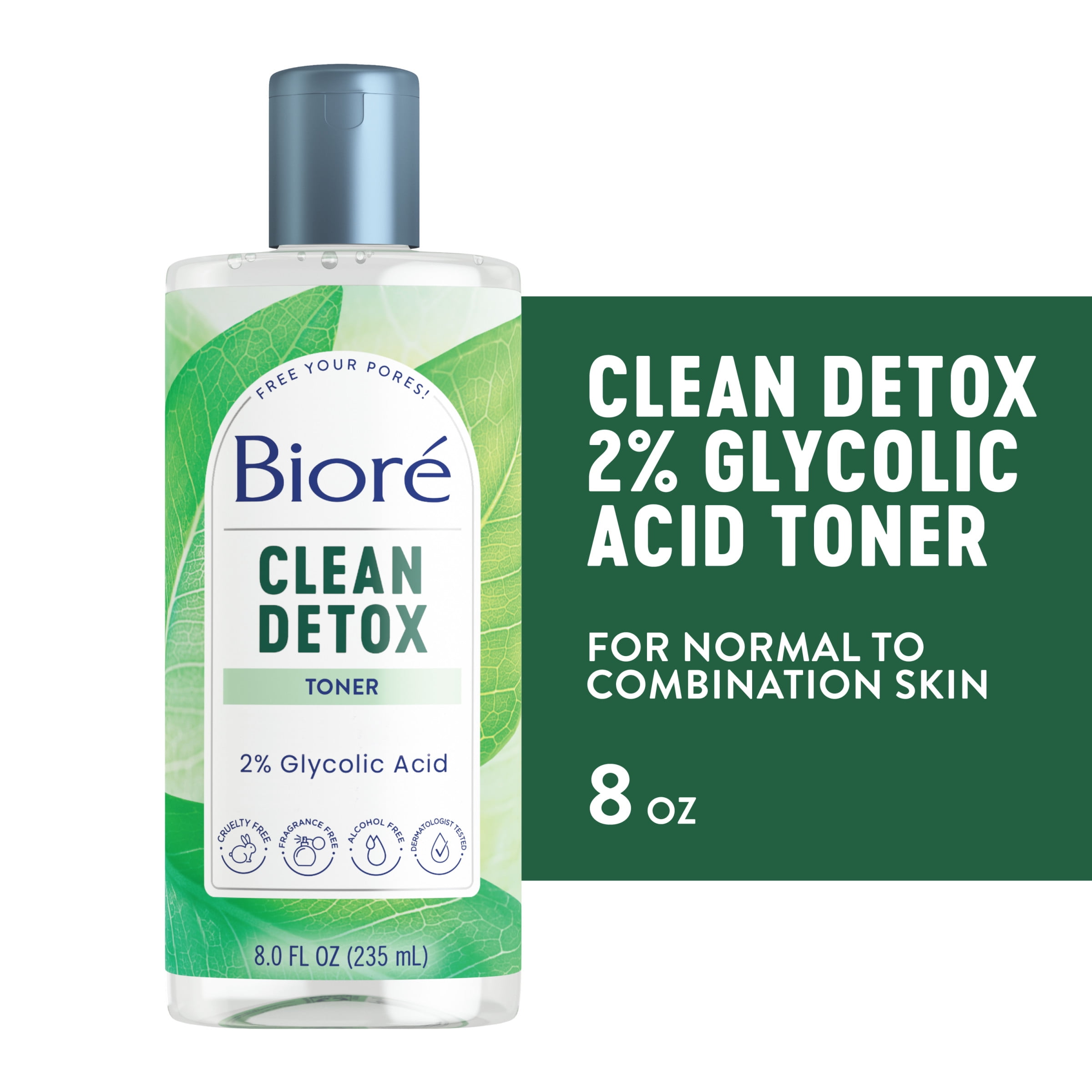 Biore Clean Detox Sensitive Skin Toner, Exfoliating Toner, Alcohol Free ...