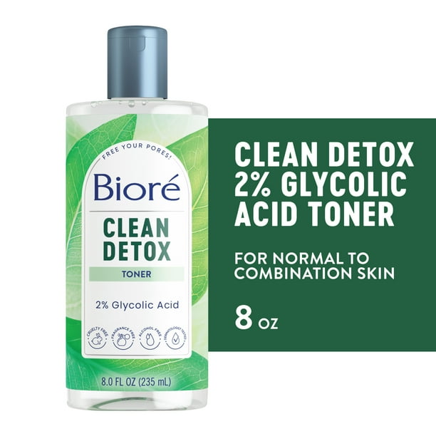 Biore Clean Detox Sensitive Skin Toner, Exfoliating Toner, Alcohol Free ...