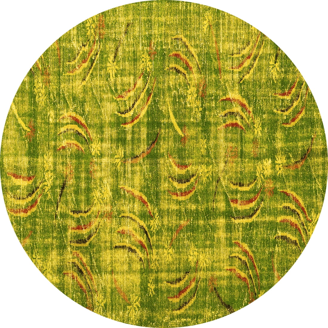 Ahgly Company Indoor Round Oriental Yellow Asian Inspired Area Rugs, 5 ...