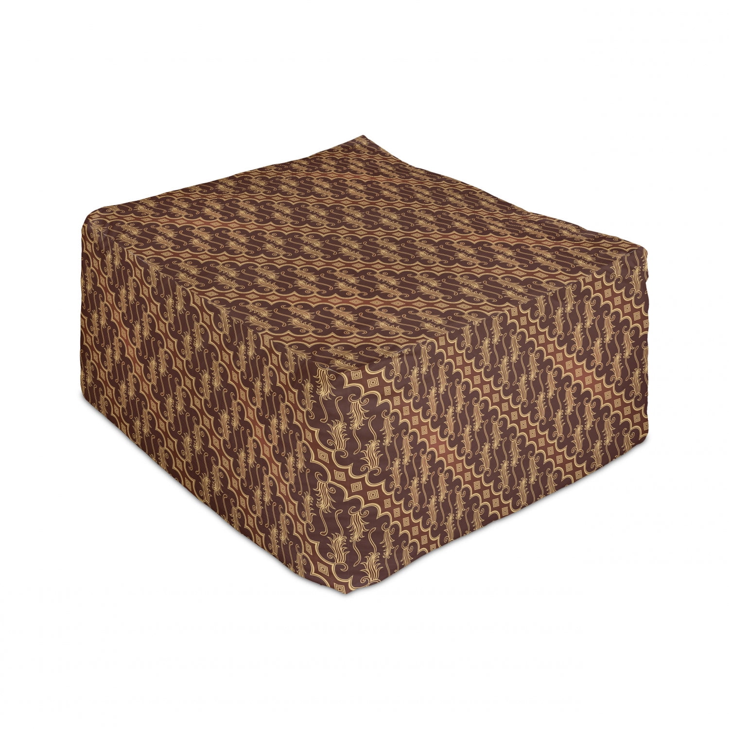 Brown Rectangle Pouf, Batik Parang Barong Diagonal Pattern Indonesian ...
