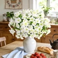 12 Artificial White Geranium Flowers with Eucalyptus, Outdoor Indoor ...