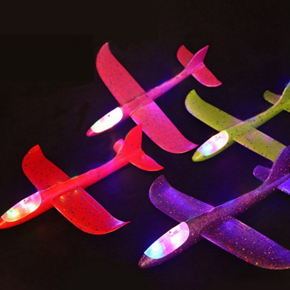 4 Pack LED Airplane Toys,18" Large Throwing Foam Plane, 2 Flight Mode ...