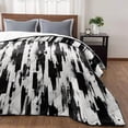 Black White Lines Quilted Comforters Cooling Blanket Queen Size, Modern ...
