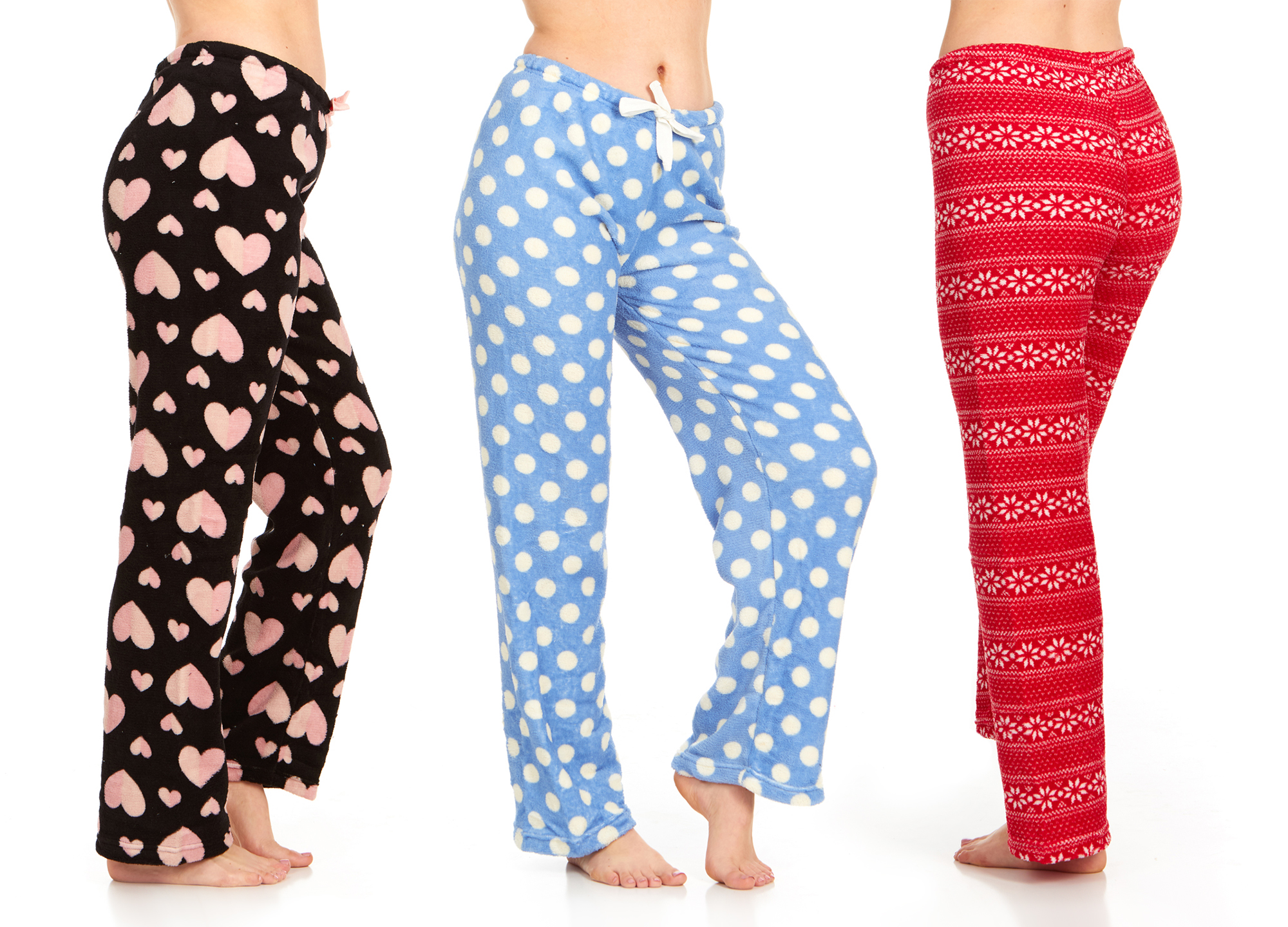 DARESAY 3 Pack: Women's Super-Soft Plush Fleece Pajama Bottoms/Printed Lounge Pants - Walmart.com
