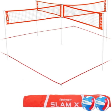 CROSSNET Four Square Volleyball Net and Game Set with Carrying Backpack ...