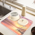 Dish Drying Mat for Kitchen Counter 16x18 Sunset Lakeside Absorbent ...