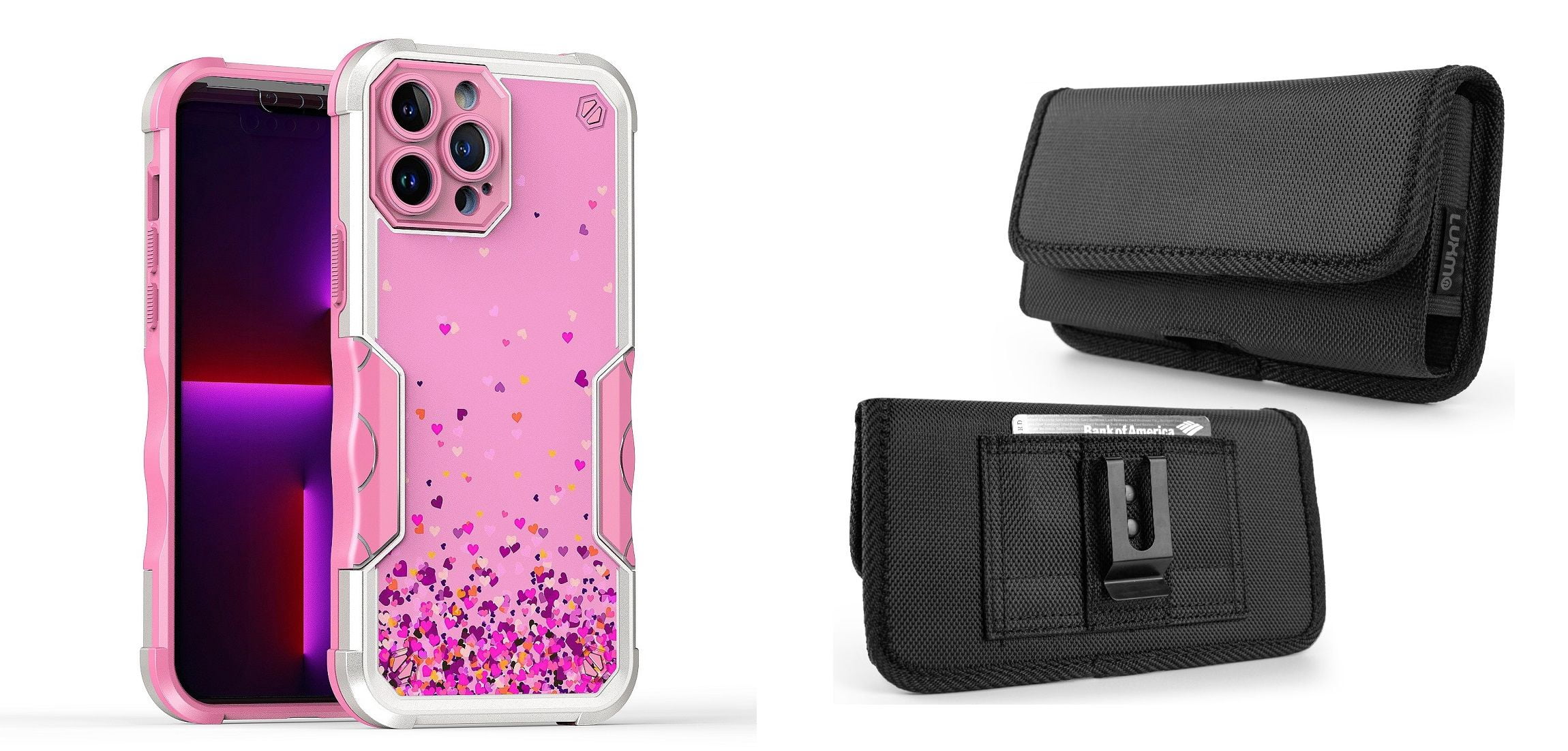 Case and Pouch Bundle for iPhone 14 Pro Max: Heavy Duty Armor Rugged ...