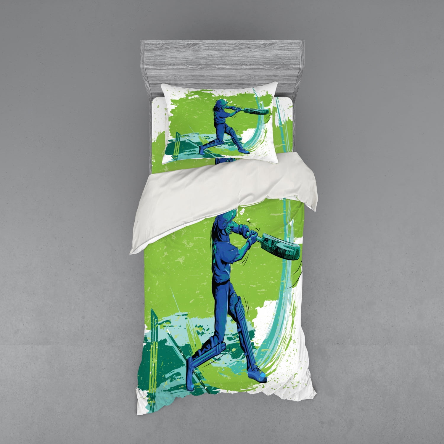 Sports Duvet Cover Set, Cricket Player Pitching Win Game Champion Team ...