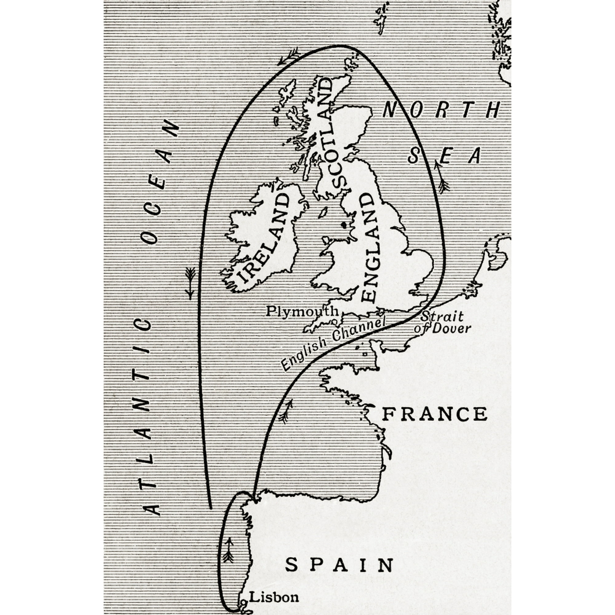 Spanish Armada Map Timeline Map Showing The Route Of The Spanish