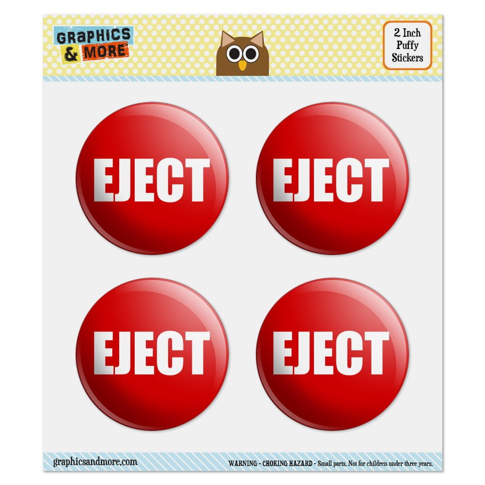 Red Eject Button Design Funny 2.0" Puffy Bubble Dome Scrapbooking ...