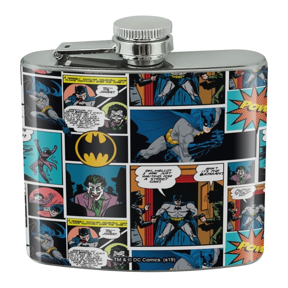 Batman Comic Pattern Stainless Steel 5oz Hip Drink Kidney Flask ...