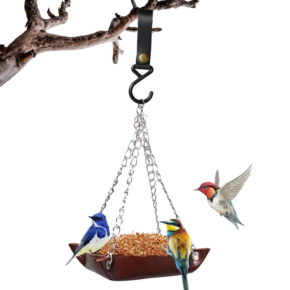 Huoge Bird Feeder Tray Large Platform Bird Feeder PU Leather Tray ...