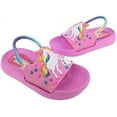 Rainbow Daze Girls Slide Sandal, Unicorn Molded Slides With Elastic ...
