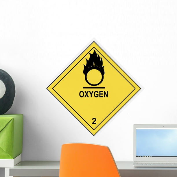Oxygen Warning Label Wall Decal by Wallmonkeys Peel and Stick Graphic ...