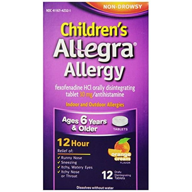 Allegra Childrens 12 Hour Allergy Relief, Orange Cream Flavored, 12 ...