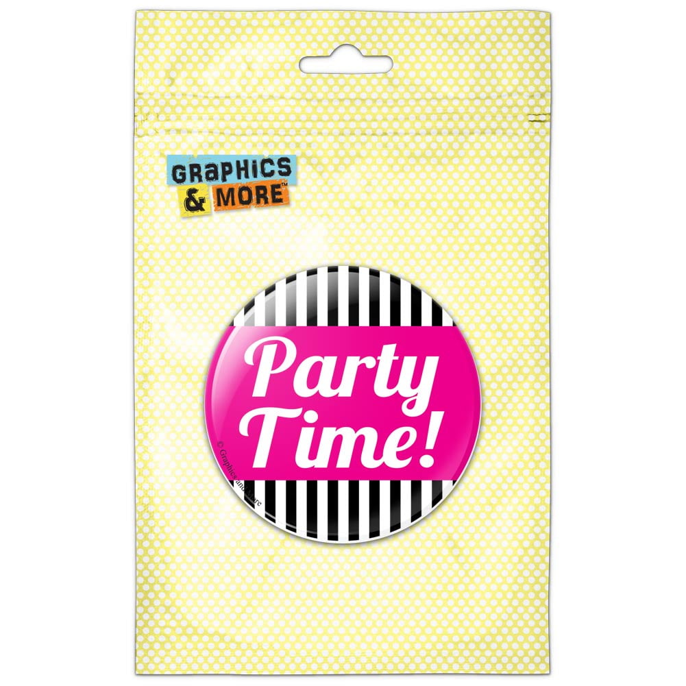 Party Time! Pink with Stripes Refrigerator Button Magnet - Walmart.com