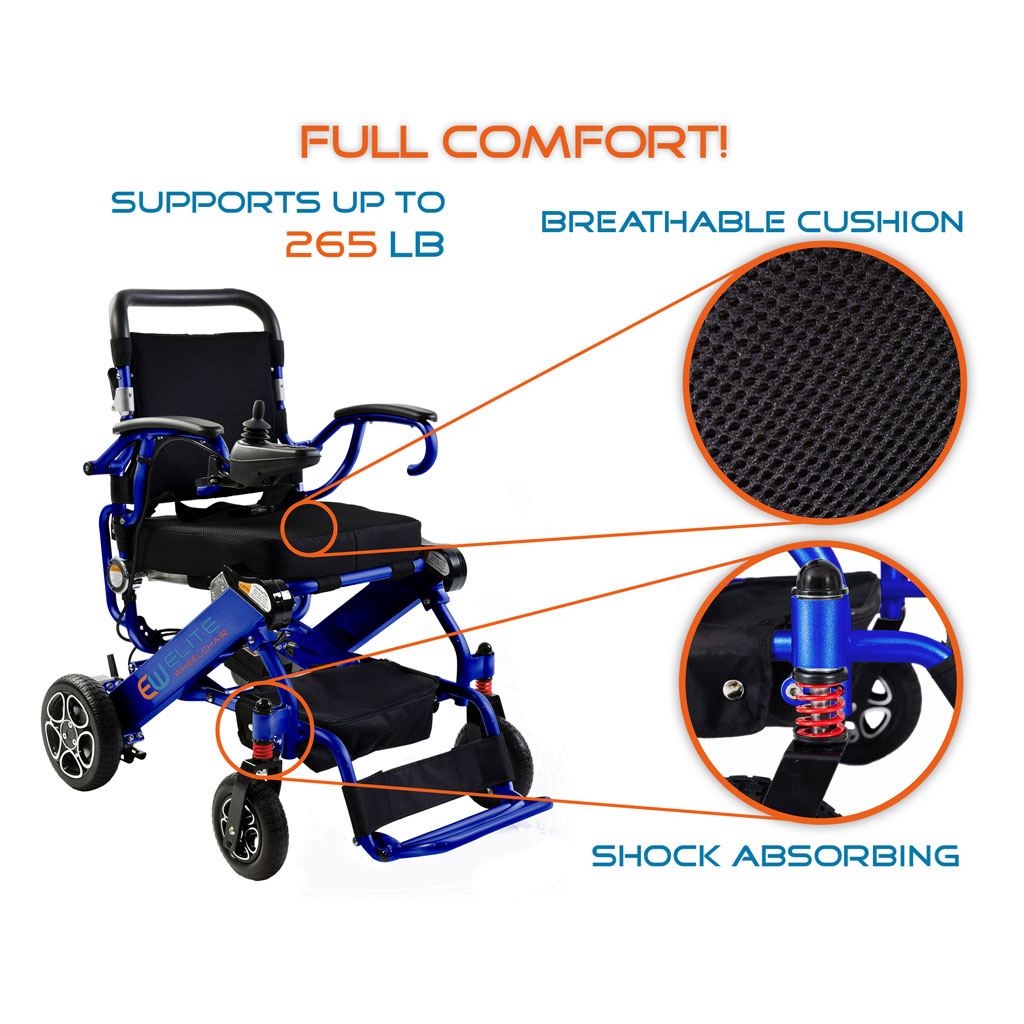 Buy 2021 Elite Wheelchair, Model EW13 Cobalt Blue – Portable Folding ...