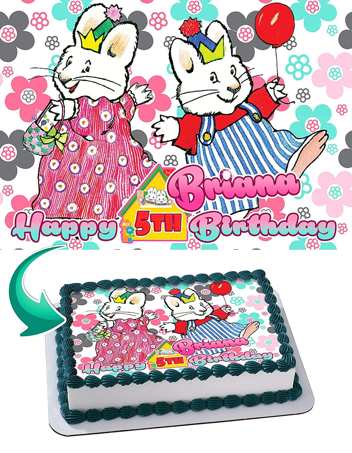 Max & Ruby Bunnies Edible Cake Image Topper Personalized Picture 1/4 ...