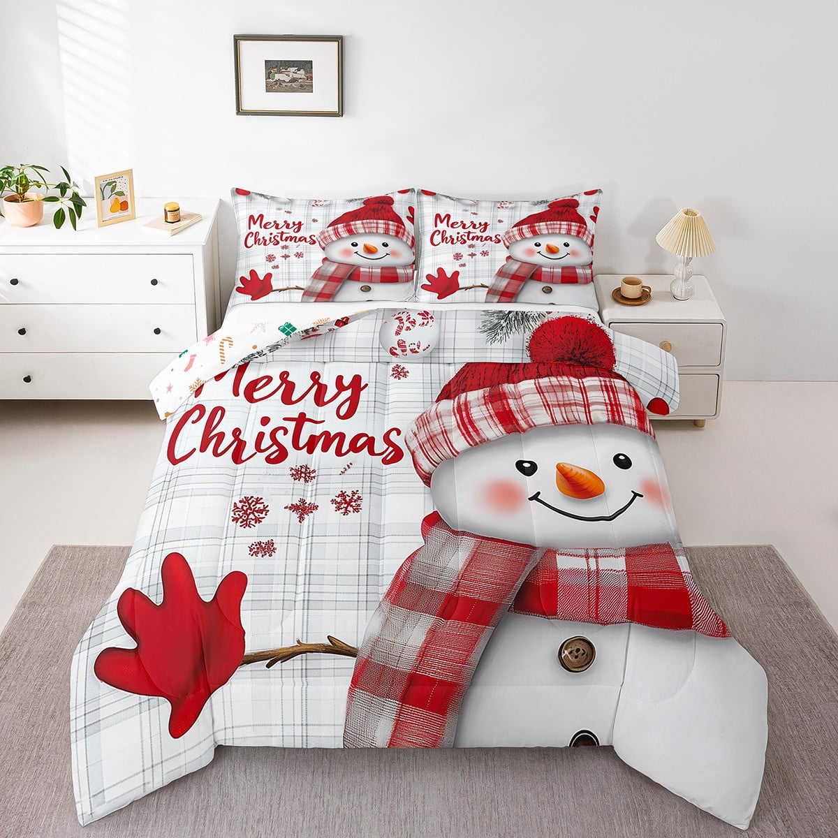 Click here for Yst Cute Snowman Comforter Sets Merry Christmas Wi... prices