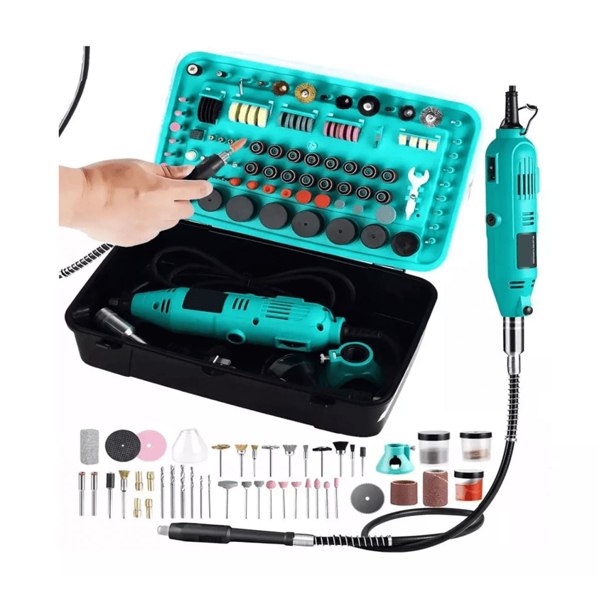 Mini Taladro Mototool Eléctrico Con 300 Accesorios Kit 185w | Bodega ...