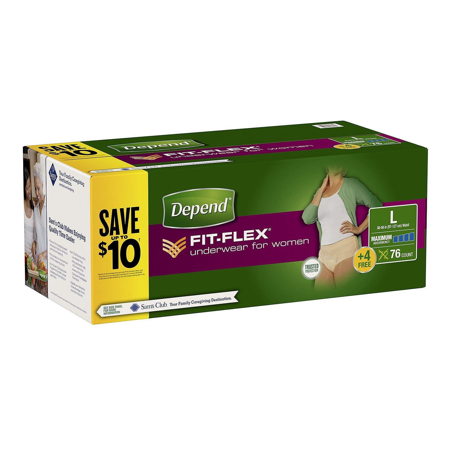 Depend Fit-Flex Underwear for Women, Maximum Absorbency, Large, 76 Ct ...
