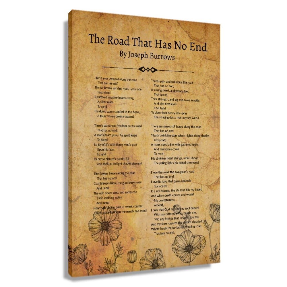 The Road That Has No End Poem Wall Art Joseph Burrows Quotes Wall Art ...
