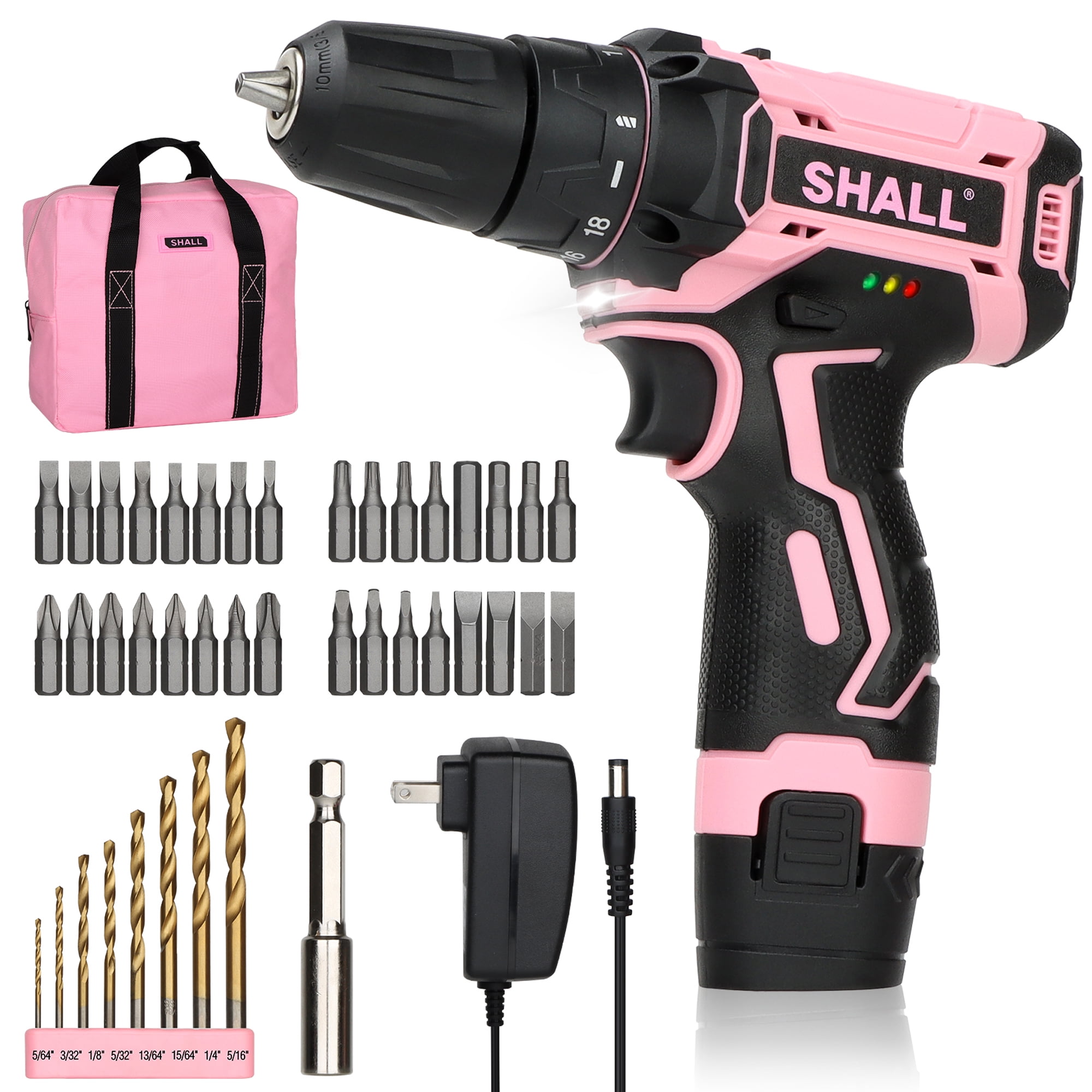 SHALL 12V Cordless Drill Set Combo Kit, 43-Piece Power Drill Cordless ...