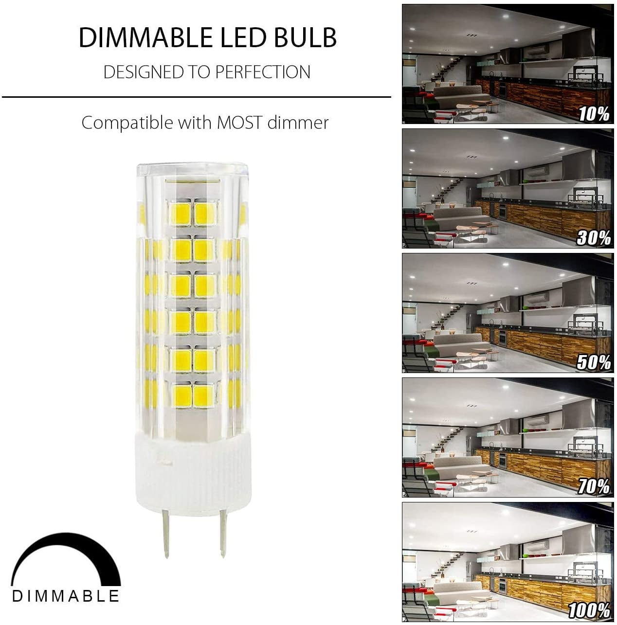 G8 LED Bulb Dimmable 6 Watt Daylight White 6000K G8 Bi-Pin Base AC 110 ...