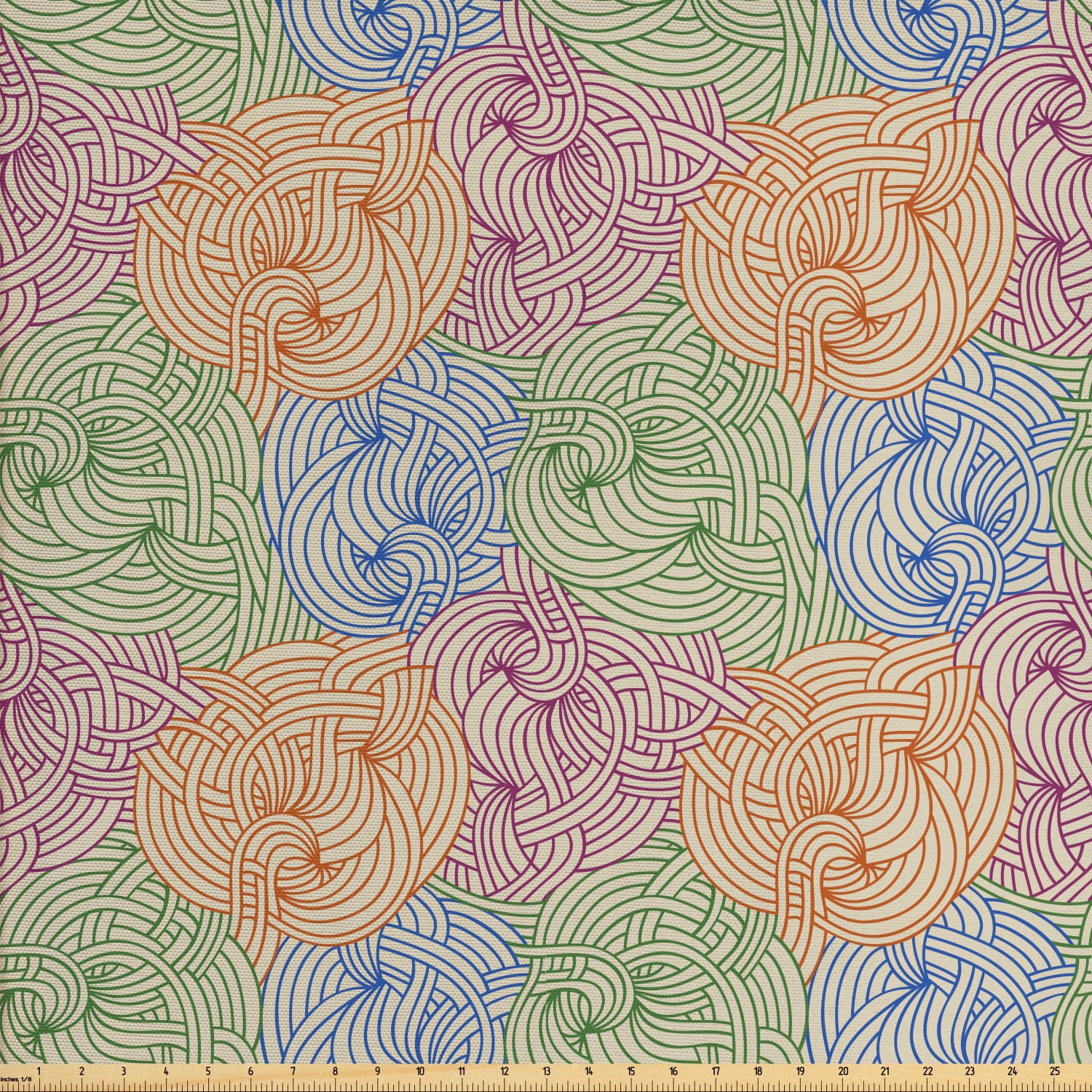 Abstract Upholstery Fabric by the Yard, Hand Drawn Composition of ...