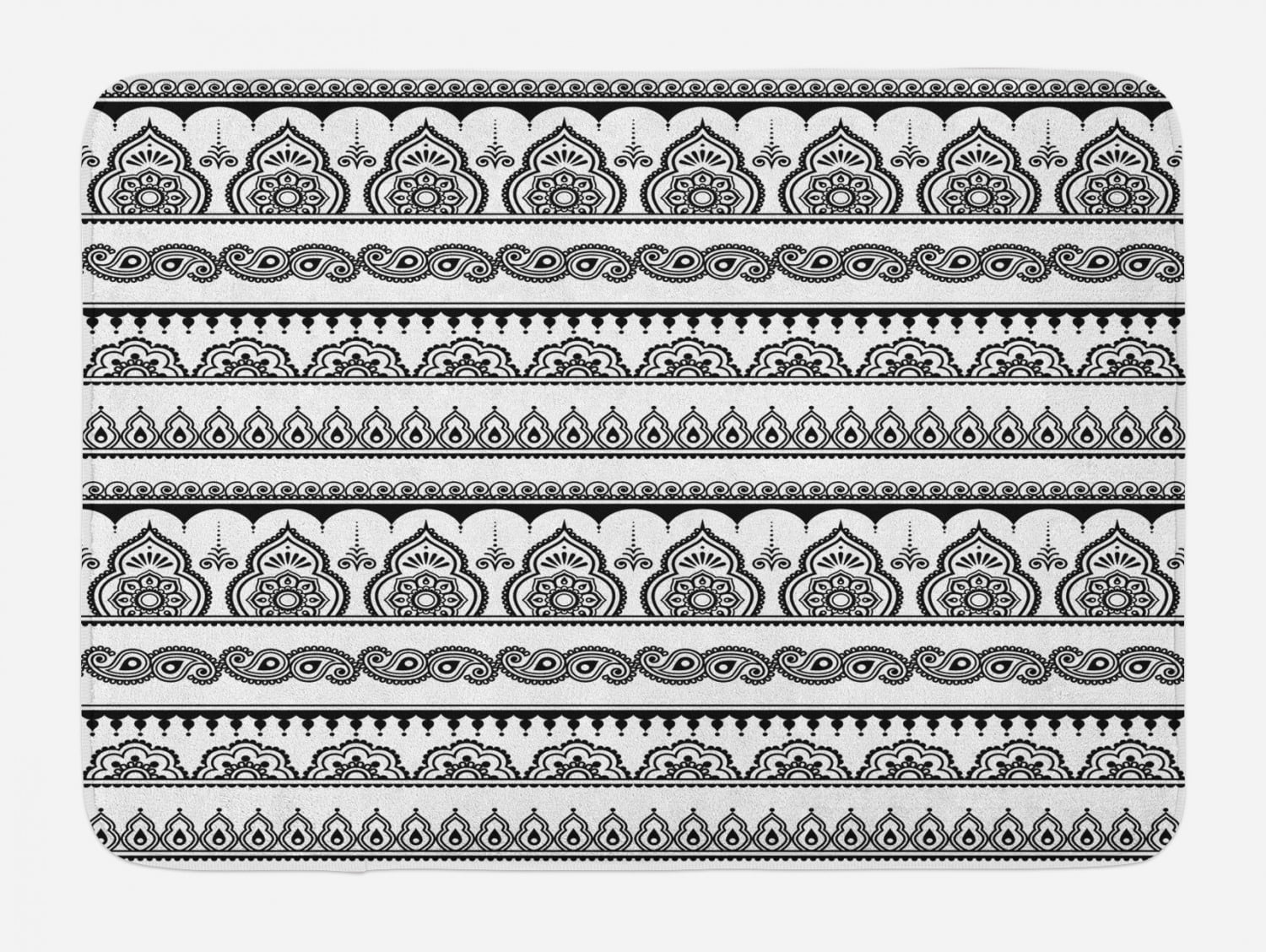 Henna Bath Mat, Eastern Tattoo Design with Various Ornamental and ...