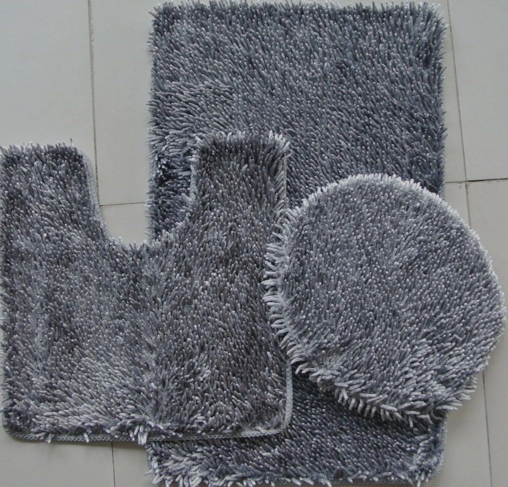 3 PIECE SHINY SOFT PADDED CHENILLE SHAG BATH RUG, CONTOUR RUG AND LID ...